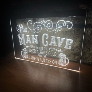 Other | Man Cave Led Neon White Light Sign 8x12 | Poshmark